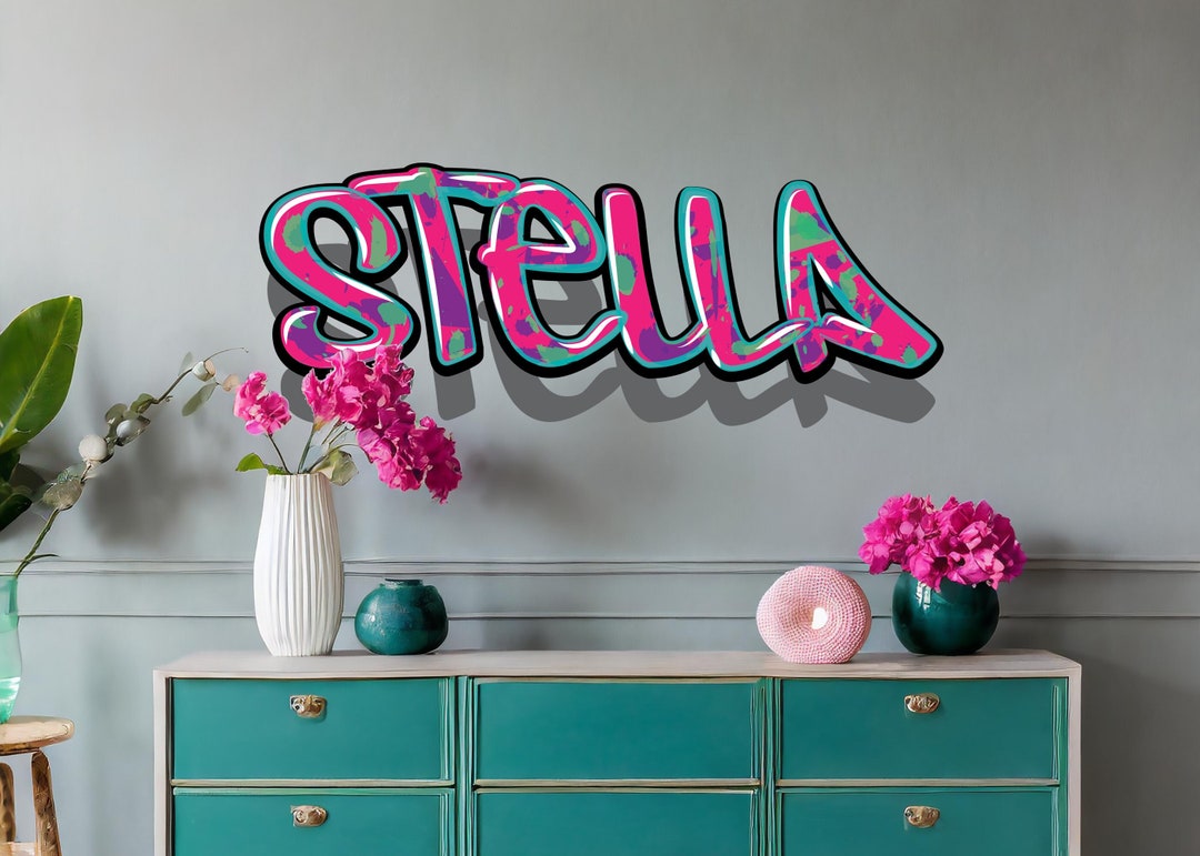 Custom Graffiti Name Wall Decal: 3D Floating Art, Teen Room Decor - Etsy