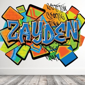 Personalized Graffiti Name Wall Decal: Custom Urban Art for Teen Rooms ...