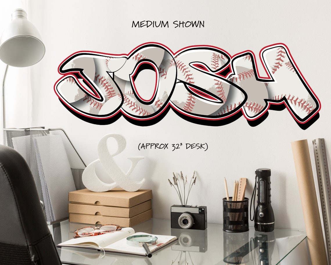 Name Baseball Removable Wall Decal Custom Name Art Graffiti Large ...