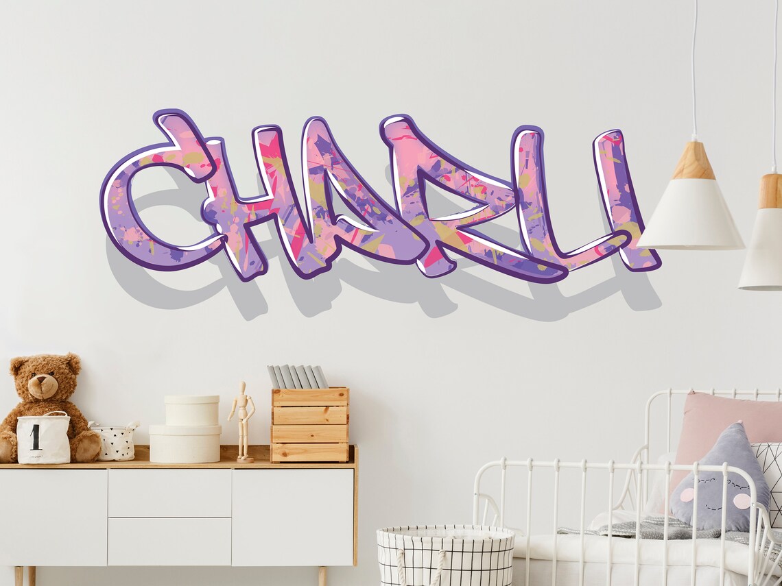 Soft Colors Custom Name Simulated Floating 3D Wall Decal With - Etsy