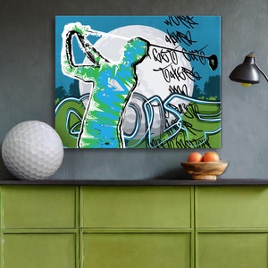 Golf Graffiti Wall Art Large Sports Canvas Room Decor Boys Art Man Cave ...