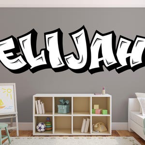 Personalized Graffiti Style Name Wall Decal in Black and White - Etsy