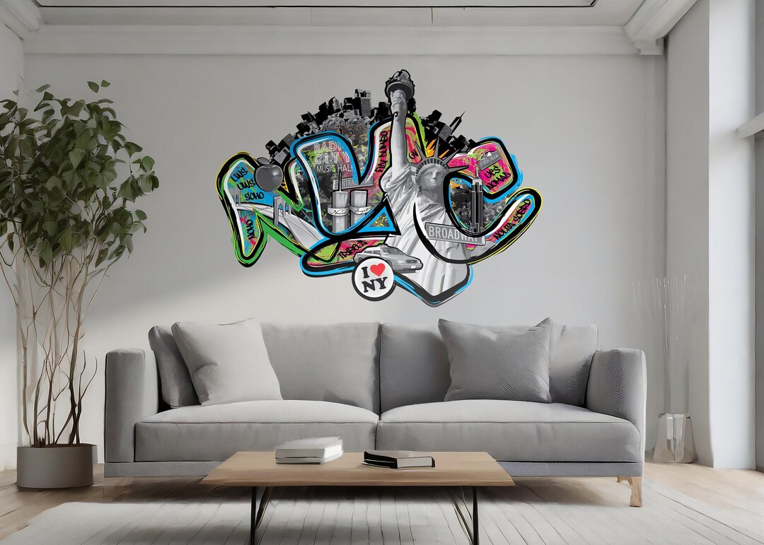 NYC Graffiti Wall Decal Modern Street Edgy Art Large Spray Paint ...