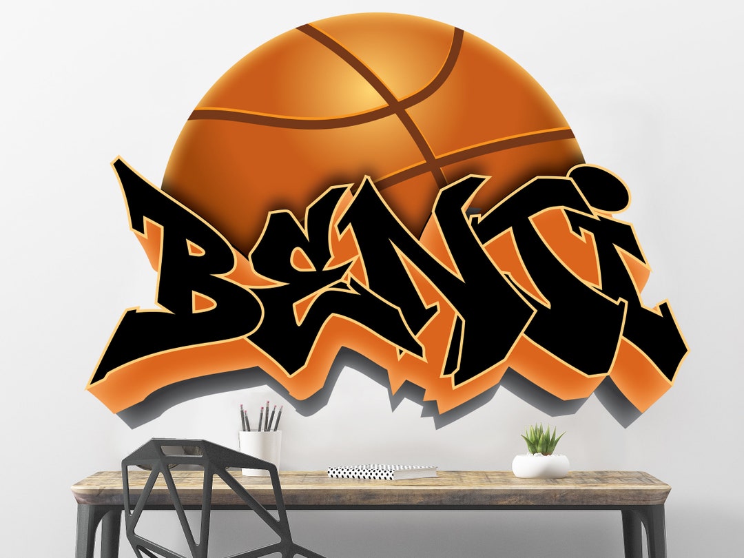 Graffiti Name Basketball Decal Wall Art Sports Large Sticker NBA Teams ...