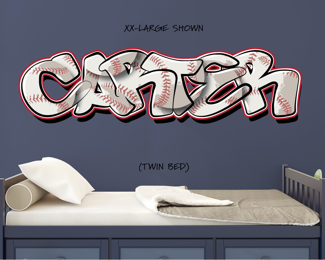 Name Baseball Removable Wall Decal Custom Name Art Graffiti Large ...