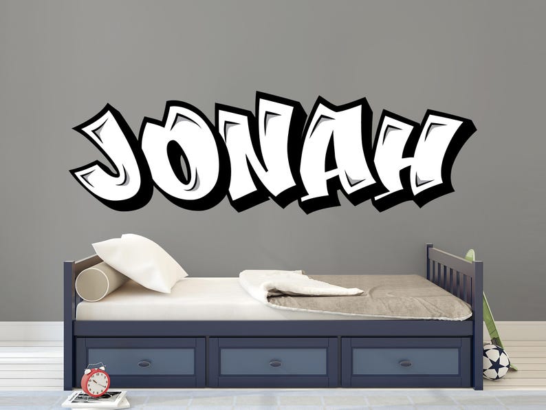 Personalized Graffiti Style Name Wall Decal in Black and White - Etsy
