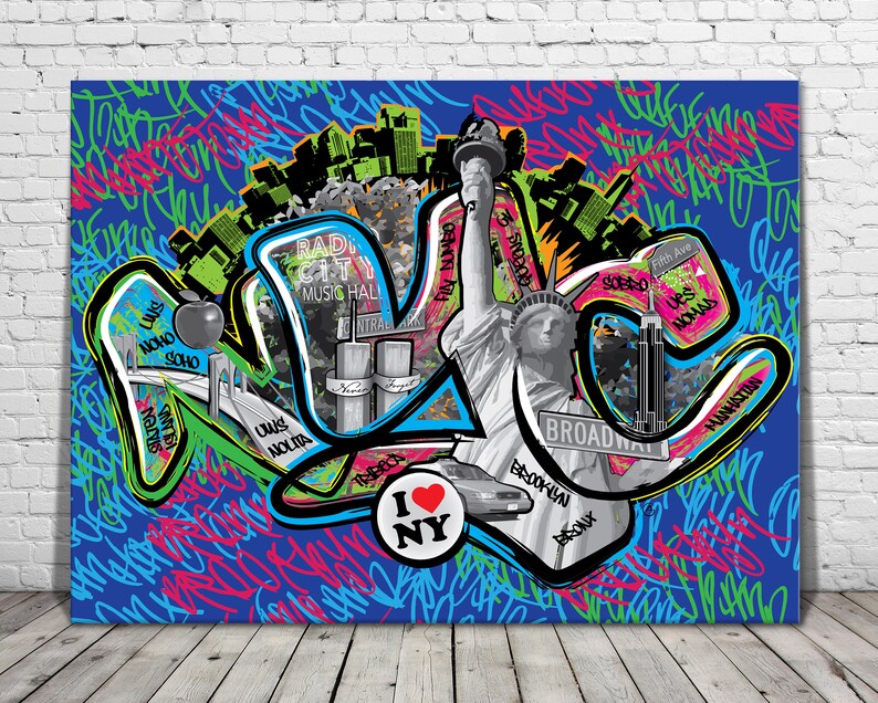 Vibrant NYC Graffiti Canvas: Modern Pop Art for Living Room, Brooklyn ...