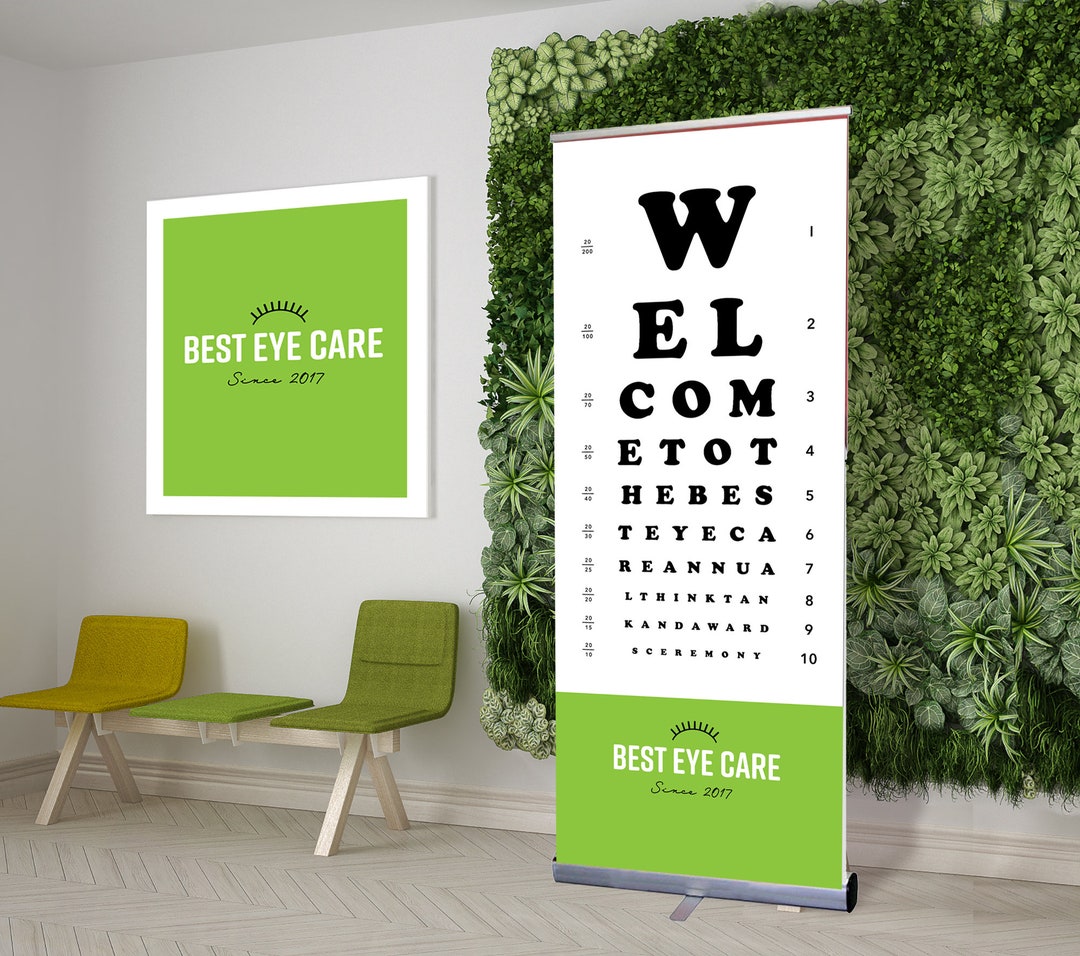 Custom Eye Chart Banner + Stand Optometrist Personalized Event ...