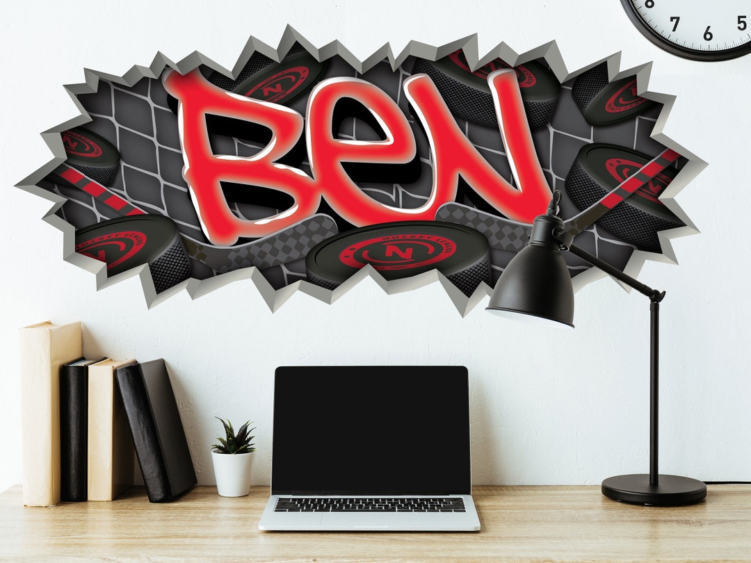 Hockey Name Wall Decal Graffiti Art NHL Large Sports Sticker Street Dek ...