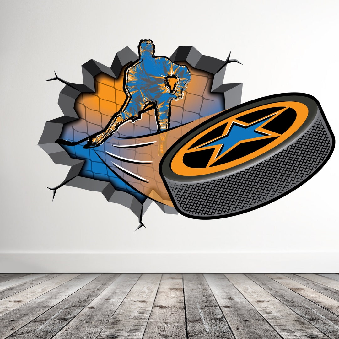 Hockey Breakout Wall Decal: Removable Boys Room Sports Decor - Etsy