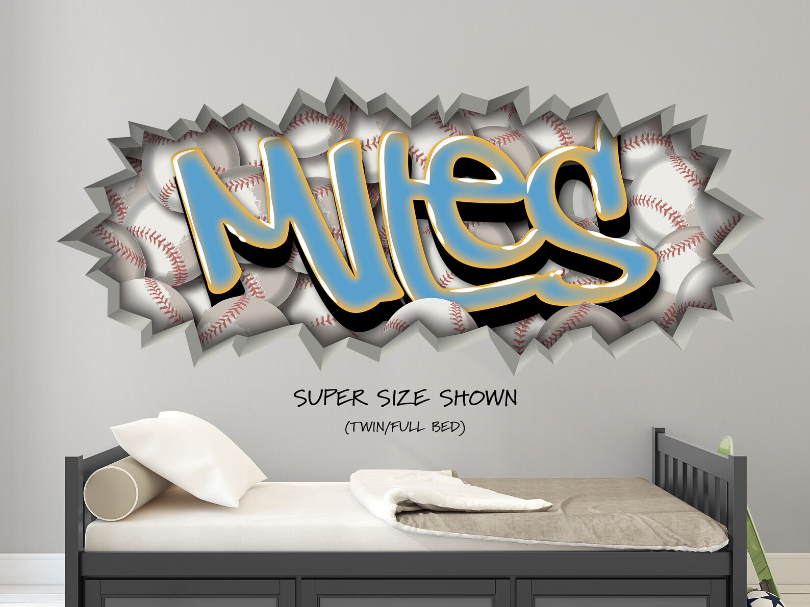 Original Baseball Art Graffiti Name Removable Wall Decal | Etsy