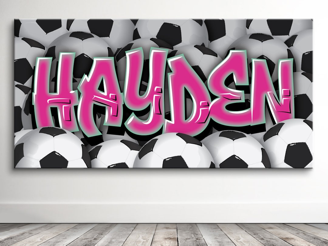 Soccer Football Sports Graffiti Name Custom Canvas Room Decor Wall Art ...