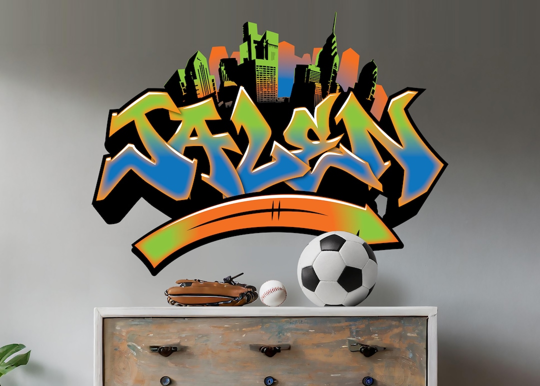 Personalized Graffiti Name Art - Urban City Wall Decal - Street Style ...