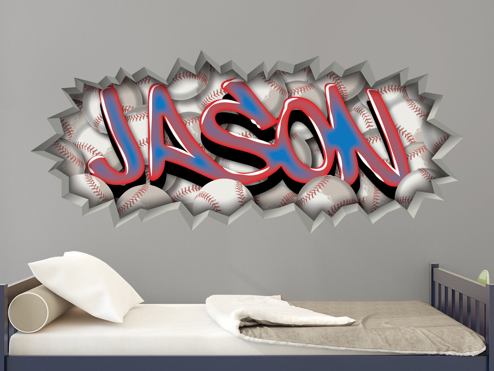 Original Baseball Art Graffiti Name Removable Wall Decal - Etsy