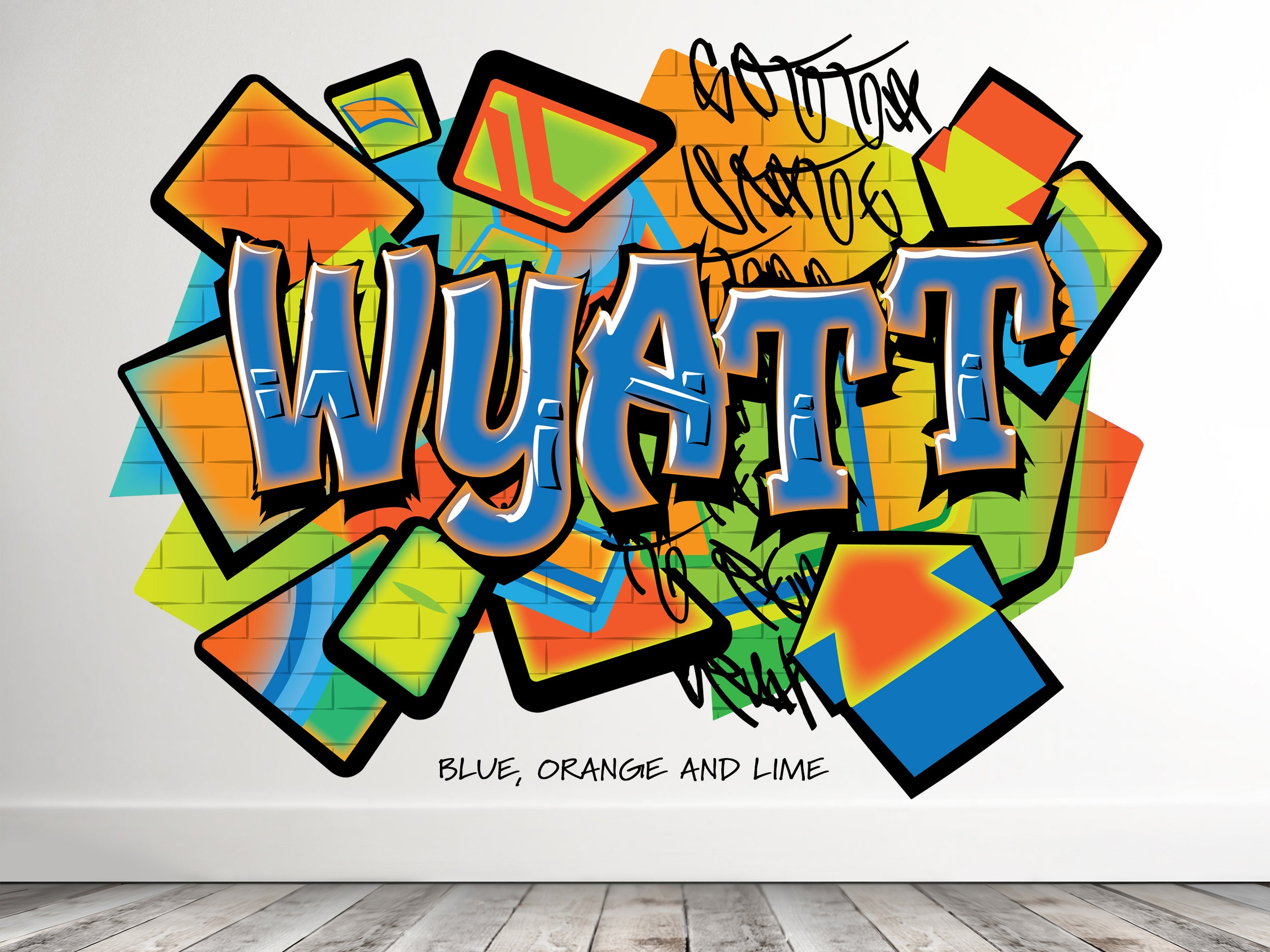 Graffiti Name Colorful Brick Wall Decal Custom Name Art - Etsy Australia