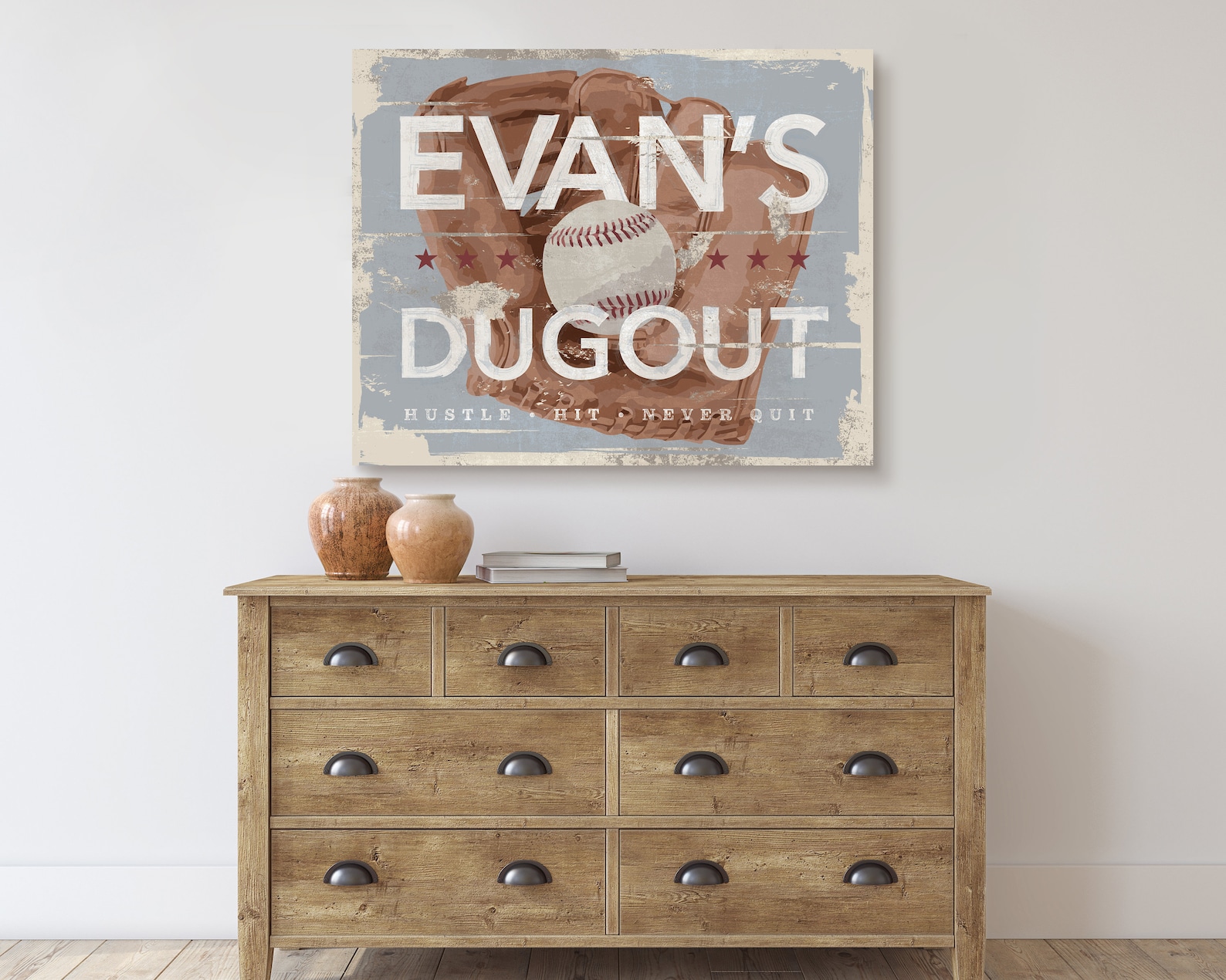 Personalized Baseball Nursery Canvas Art: Vintage Dugout Decor - Etsy