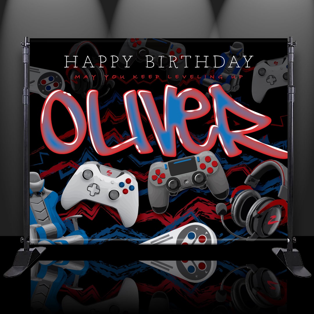 Personalized Gamer Backdrop Boys Birthday Party Celebration Event Decor ...