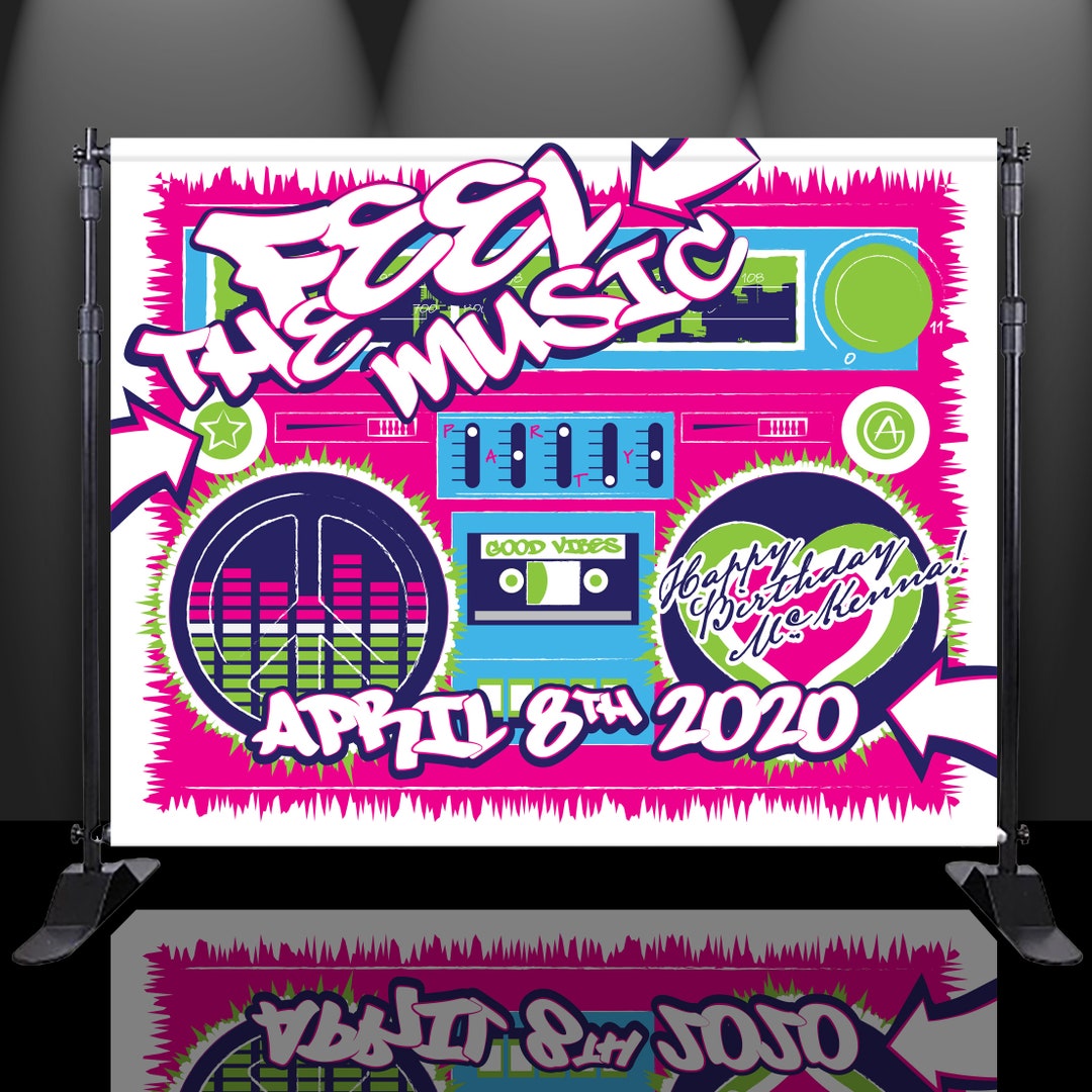 Boom Box Birthday Banner: Custom Party Backdrop - Etsy