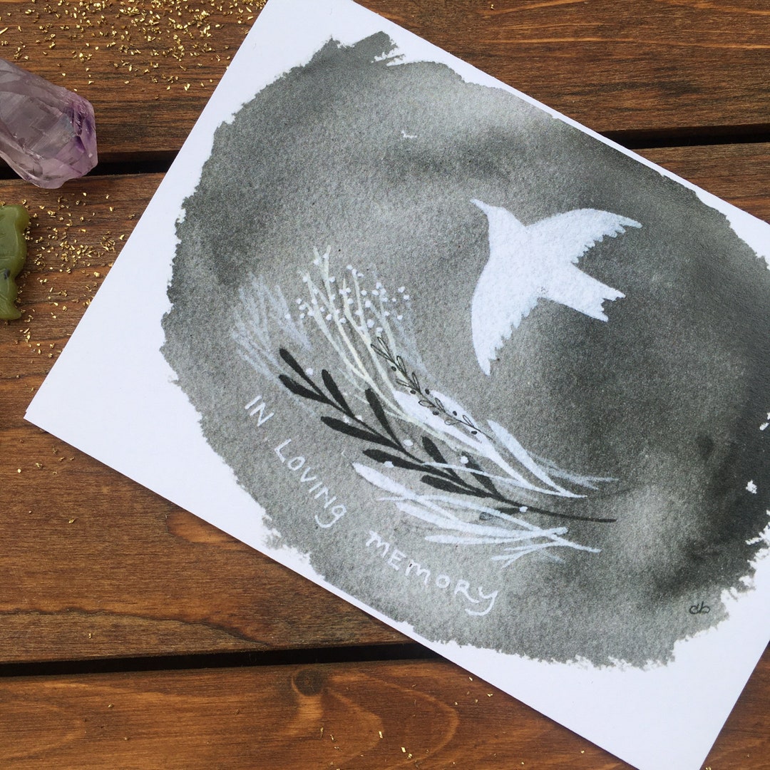 In Loving Memory Illustrated Note Card - Etsy