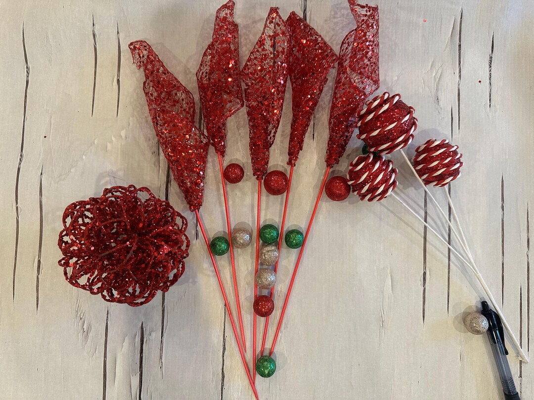 Handmade Christmas Tree Curly Picks/tree Fillers/ribbon Curly Picks ...