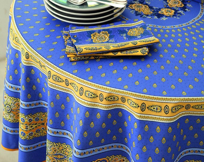 French Provence Blue and White Tablecloth up to 70 Wide - Etsy