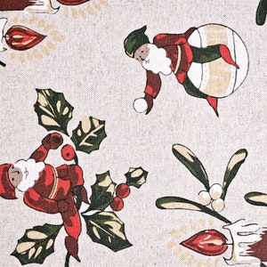 57" CHRISTMAS ELVES Cotton Coated Round Tablecloths - French Oil Cloth ...