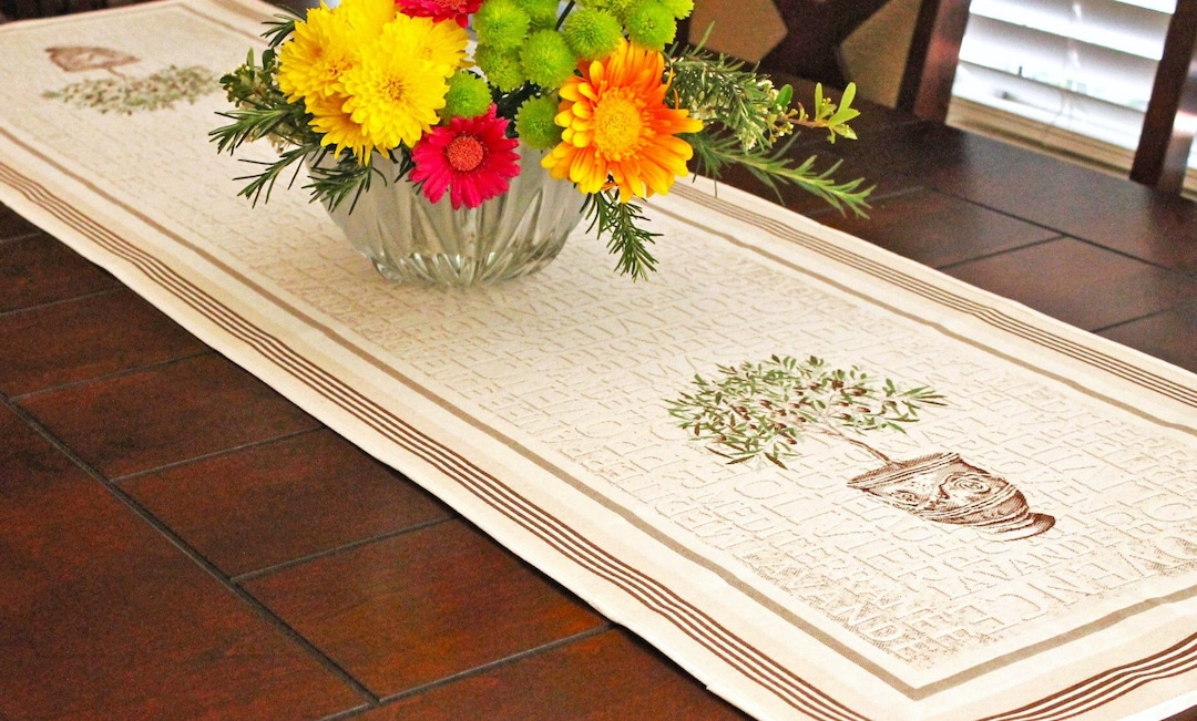 PROVENCE OLIVE TREE Jacquard Woven Tapestry Table Runner - French ...