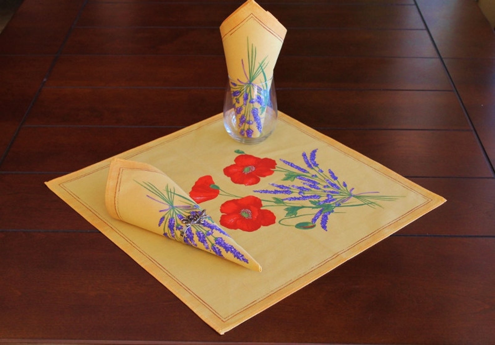 70" POPPY LAVENDER YELLOW Round Printed Cotton Tablecloths French ...