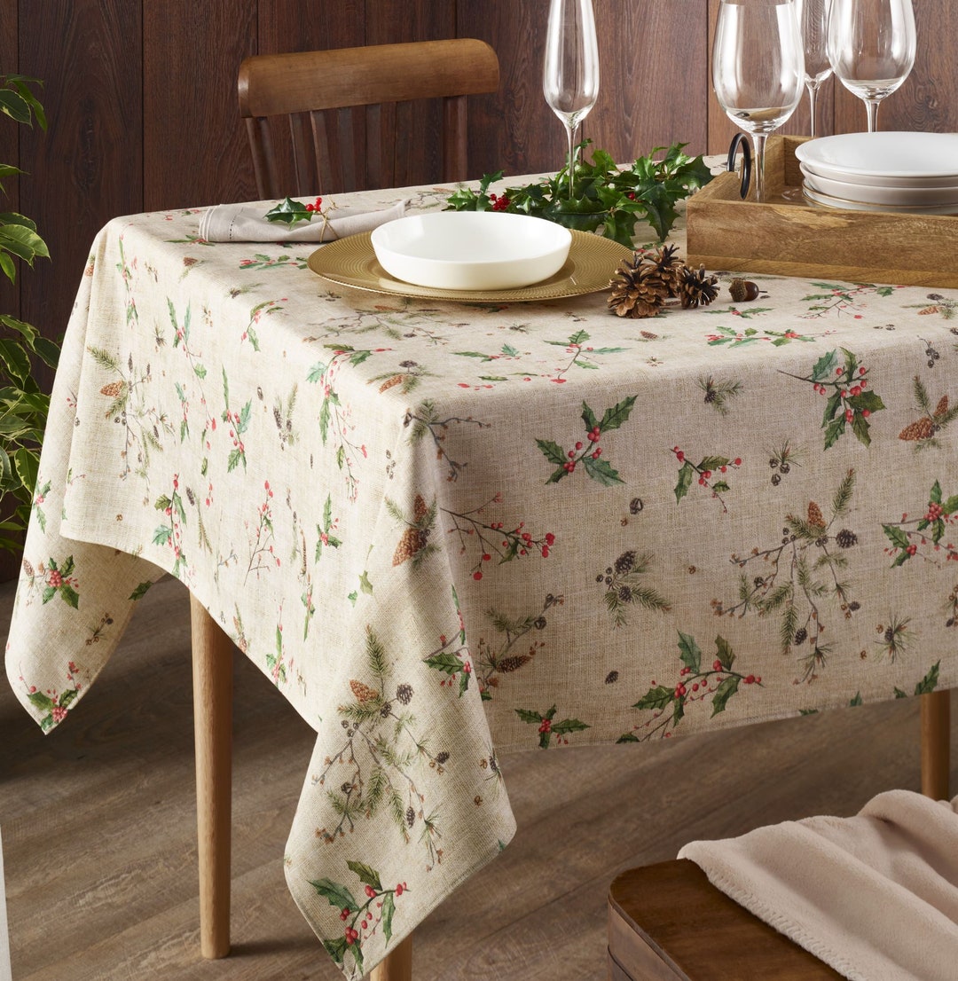 CHRISTMAS TIME Rectangle Tablecloths French Oilcloth Spill Wipeable ...