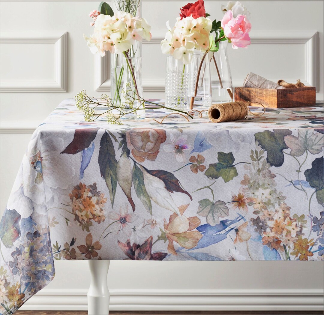 SALE ALICE FLORAL Rectangular Tablecloth French Oilcloth Cotton Coated ...