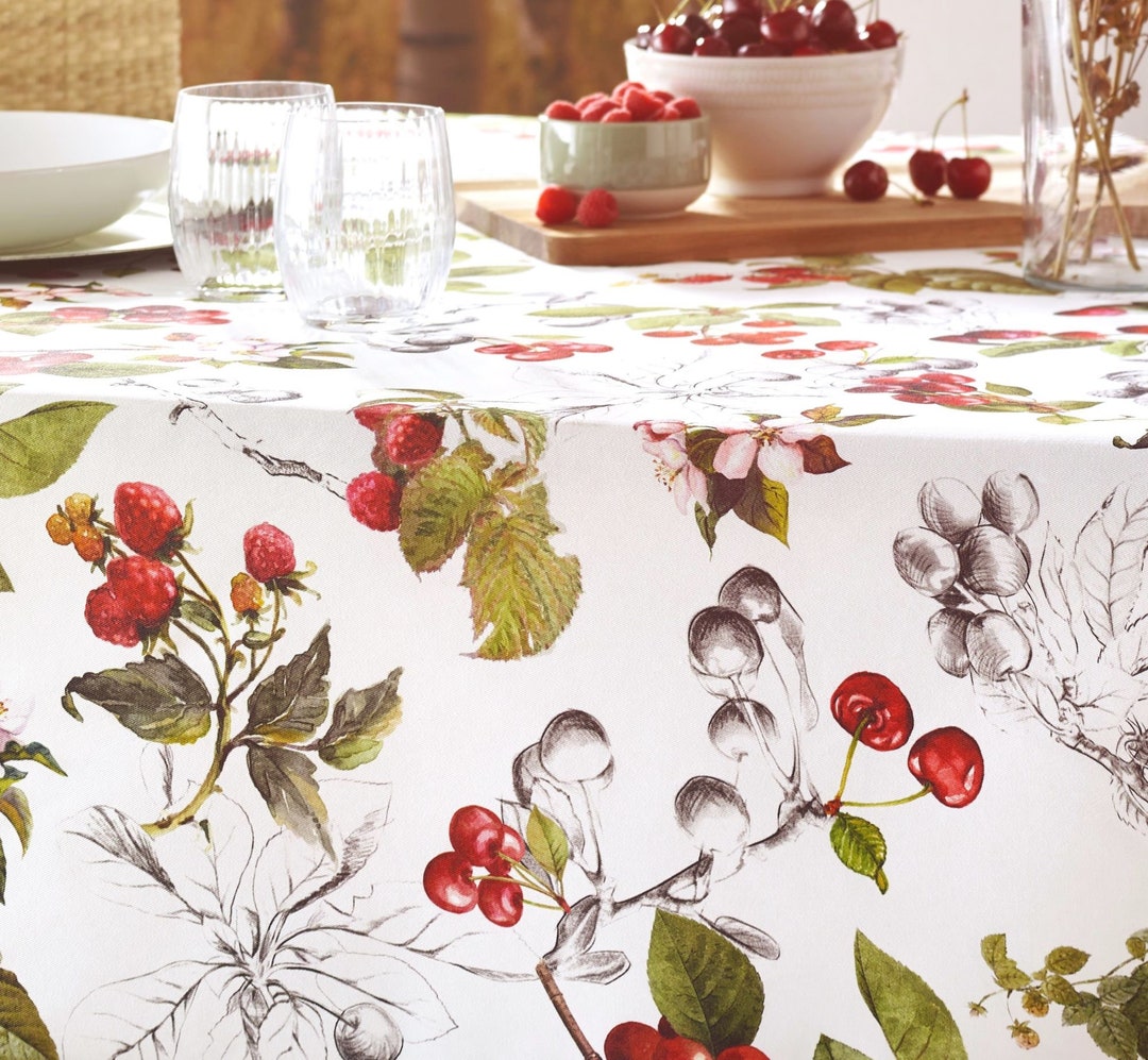 88" PROVENCE BERRIES Round Cotton Coated Tablecloths -french Oilcloth ...