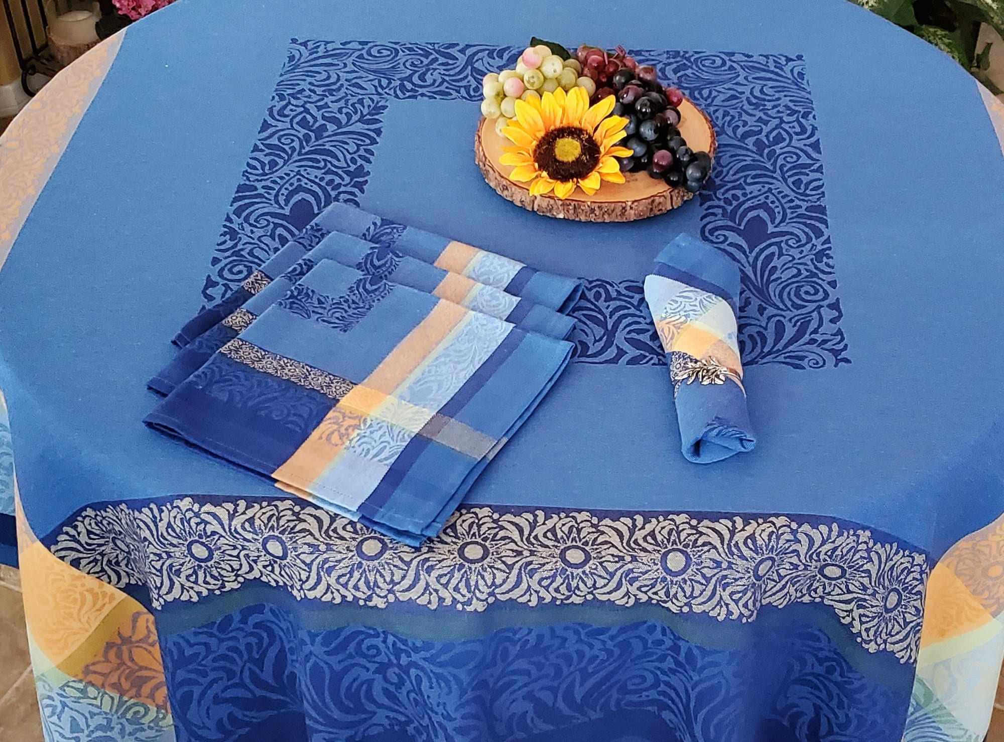 ANAIS BLUE Jacquard Woven Teflon Cotton Coated Reversible - Etsy