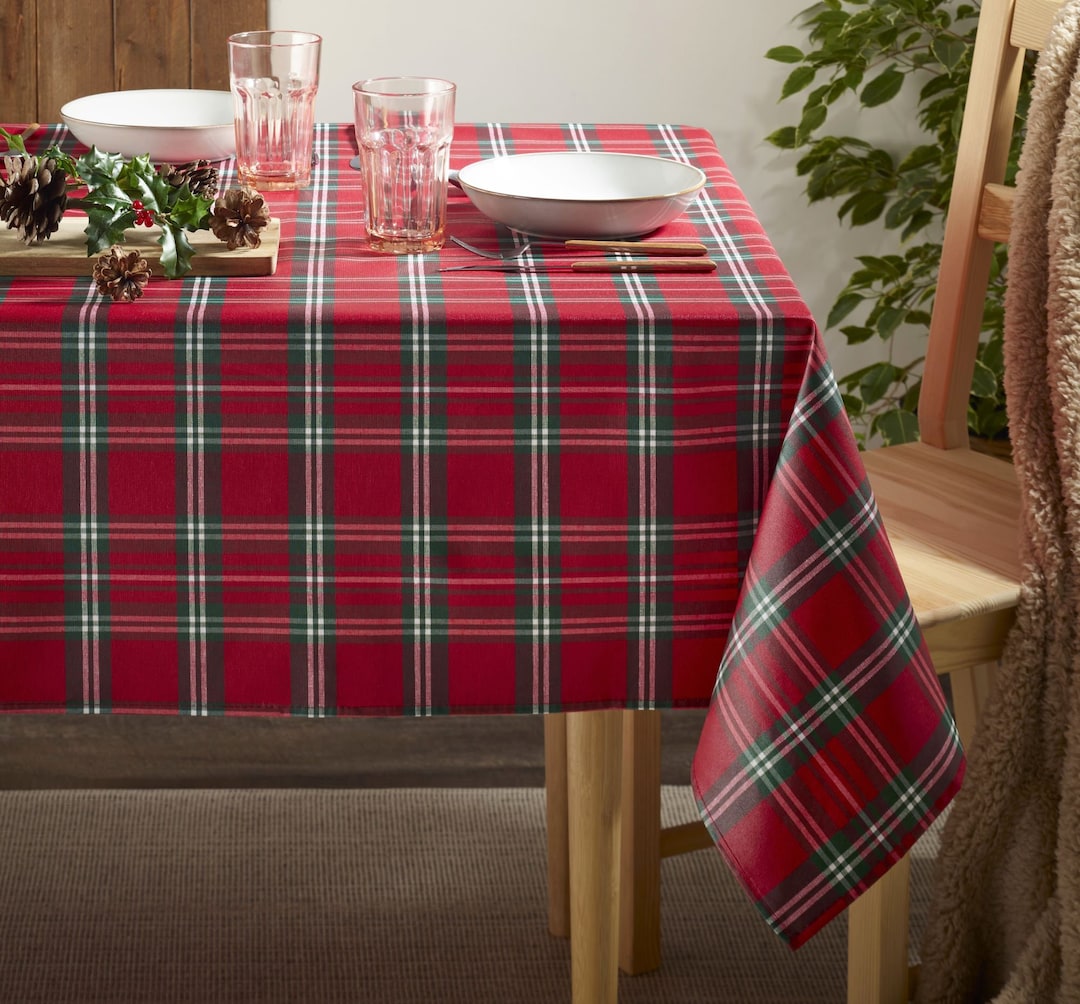 CALEDONIA TARTAN RED Rectangle Christmas Plaid Tablecloth French ...