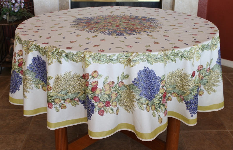 70" ROSES LAVENDER Round Printed Cotton Table Cloths French Country ...