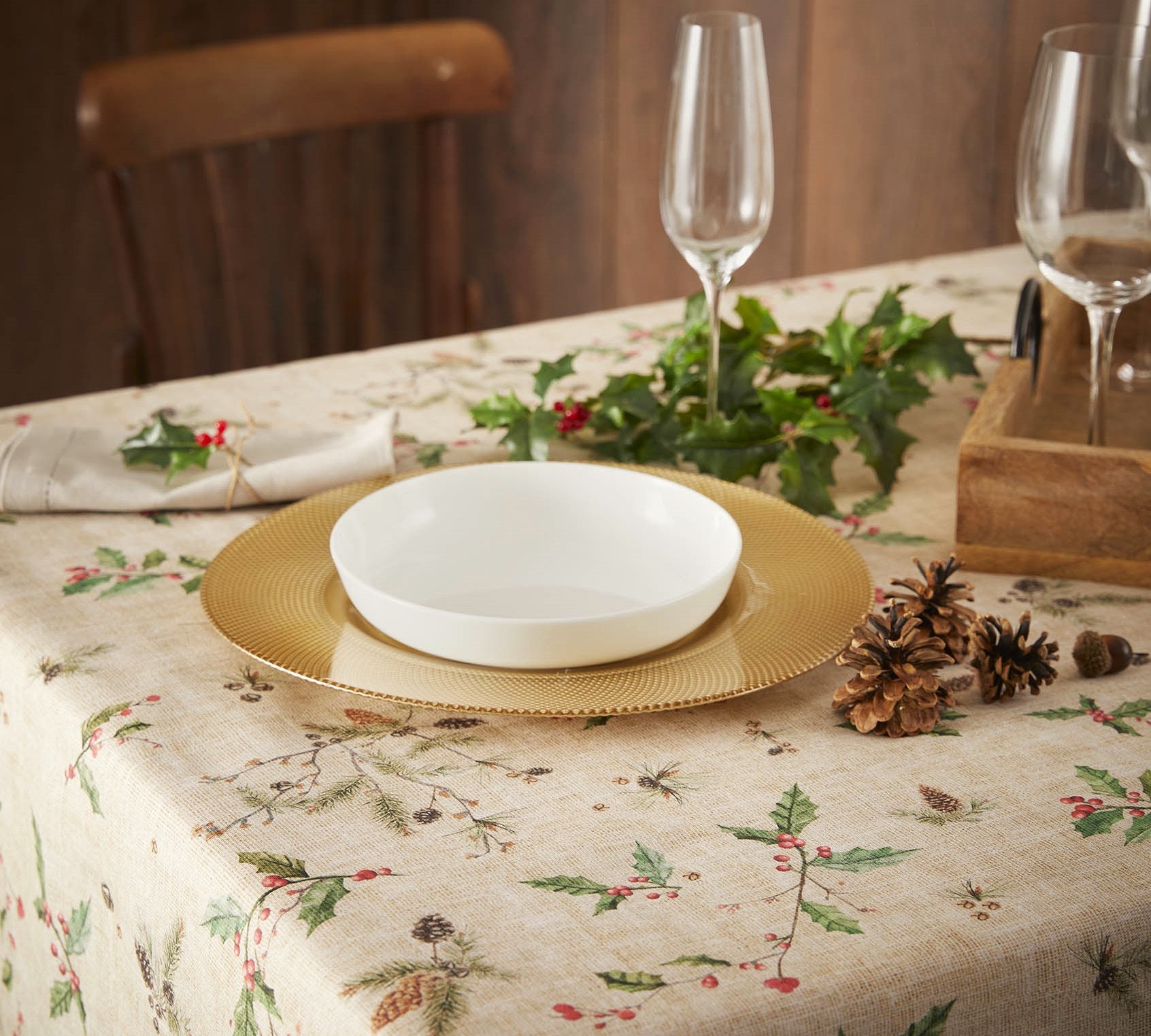 CHRISTMAS TIME Rectangle Tablecloths French Oilcloth Spill Wipeable ...
