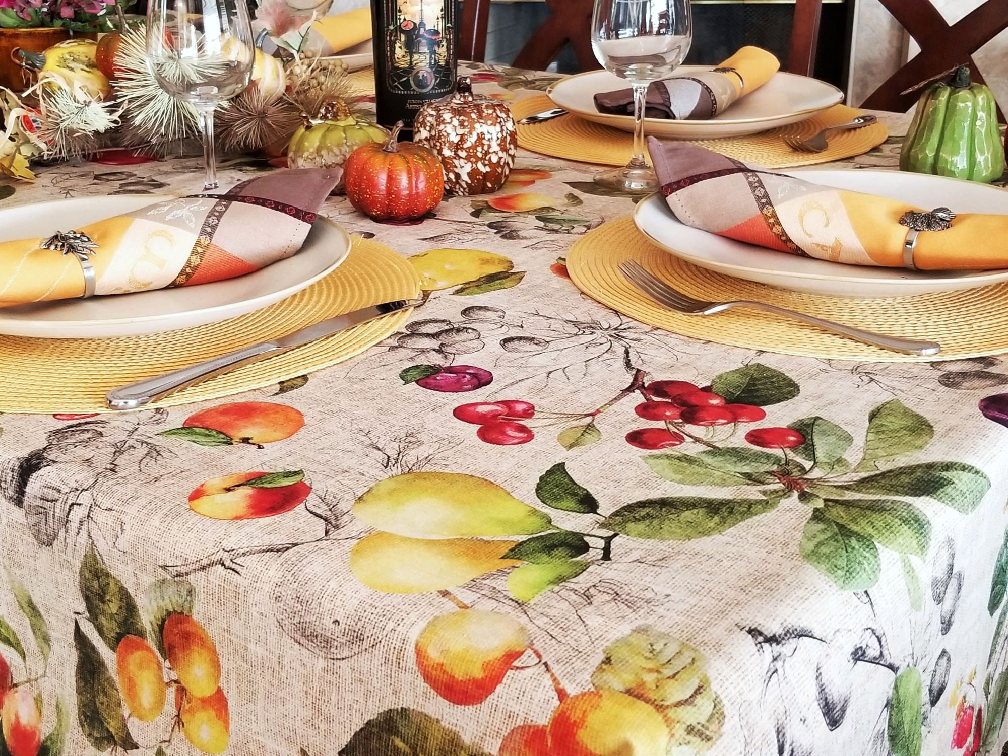 PROVENCE HARVEST Rectangle French Country Fruits Berries Coated ...