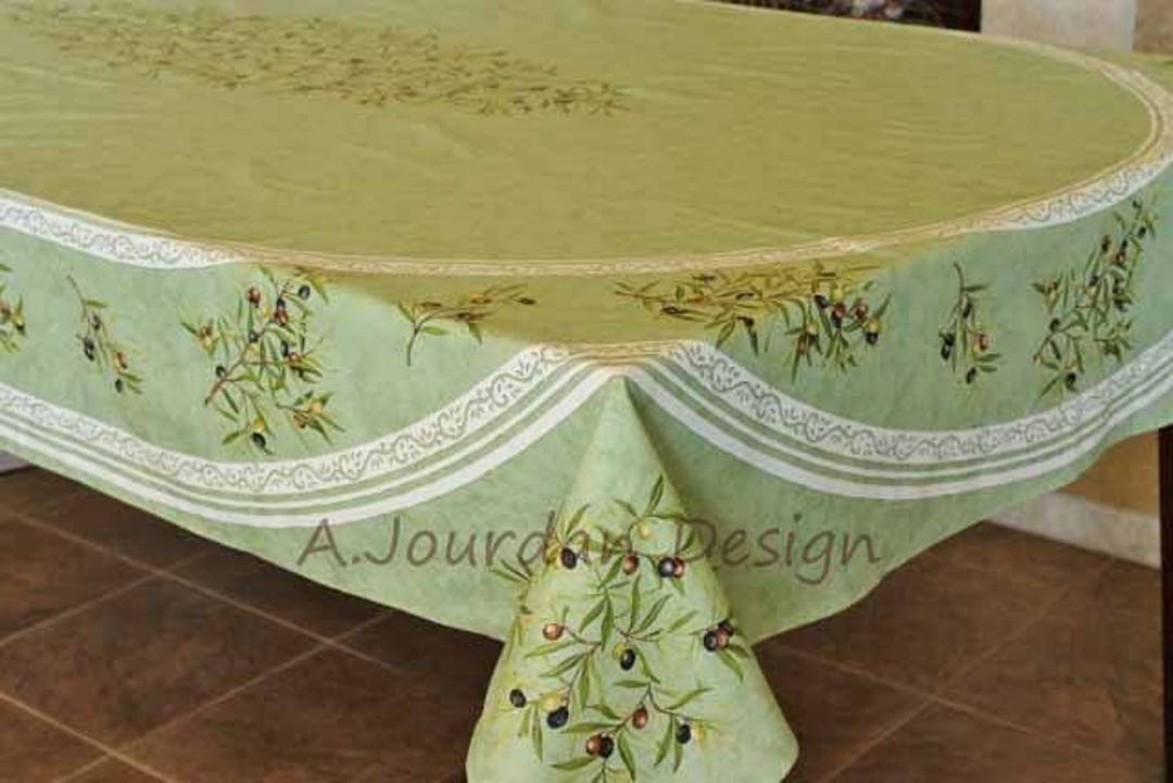 PETITE OLIVE GREEN Rectangle Cotton Table Cloth - French Country Olives ...