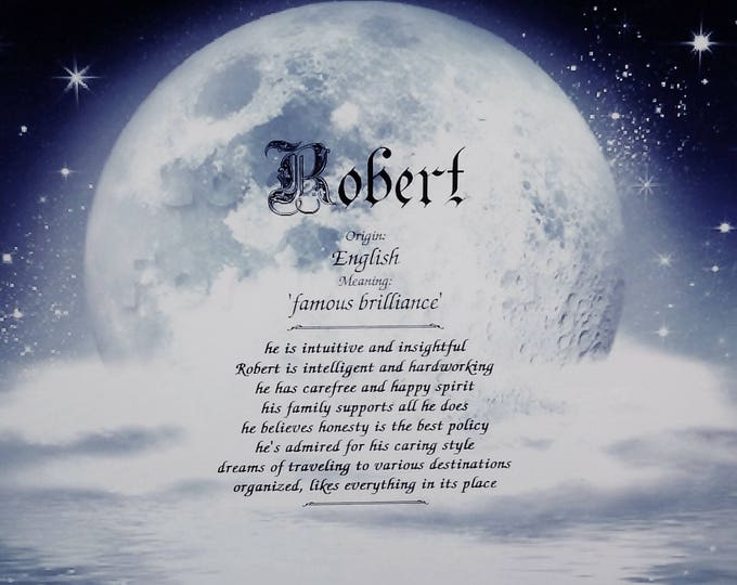 Robert First Name Meaning Art Print-name Meaning-personalized - Etsy