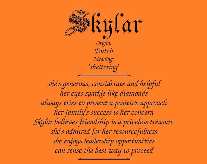 Personalized Skylar First Name Meaning Art Print-any Name - Etsy