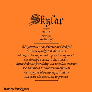 Personalized Skylar First Name Meaning Art Print-any Name Meaning ...
