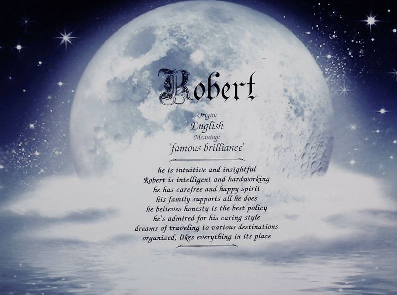 Robert First Name Meaning Art Print-name Meaning-personalized Gift-8x10 ...