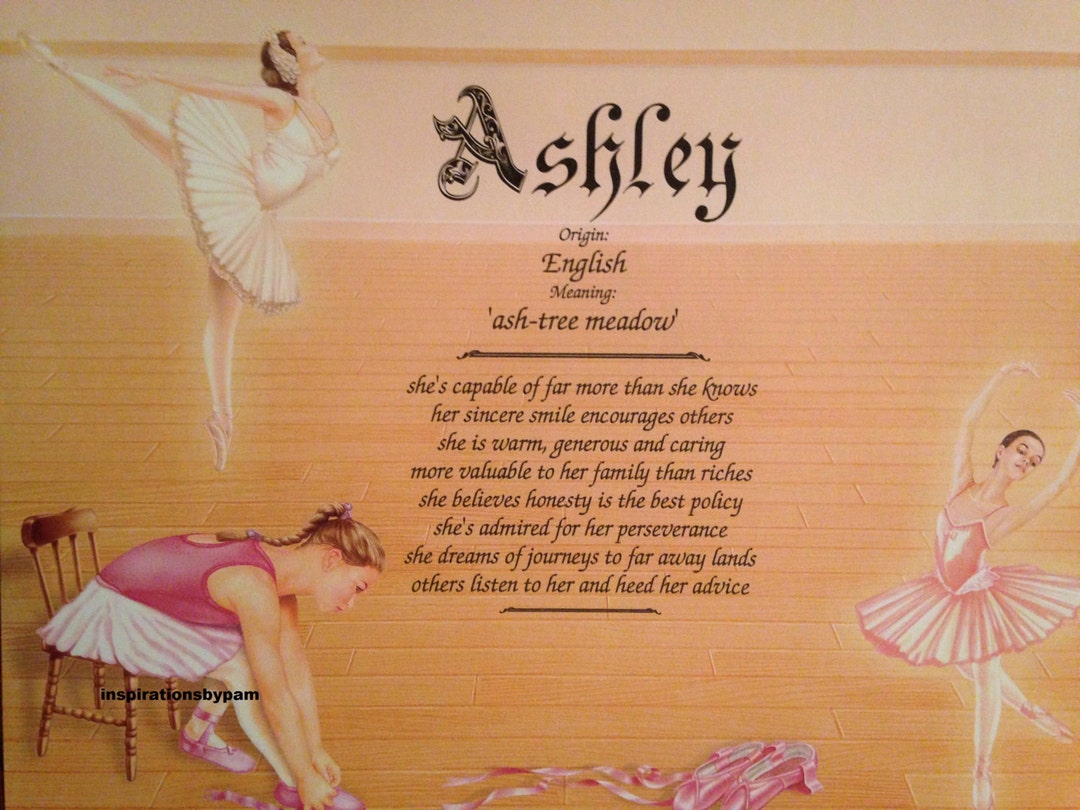 Ashley First Name Meaning Art Print-name Meaning-ballerina Art ...