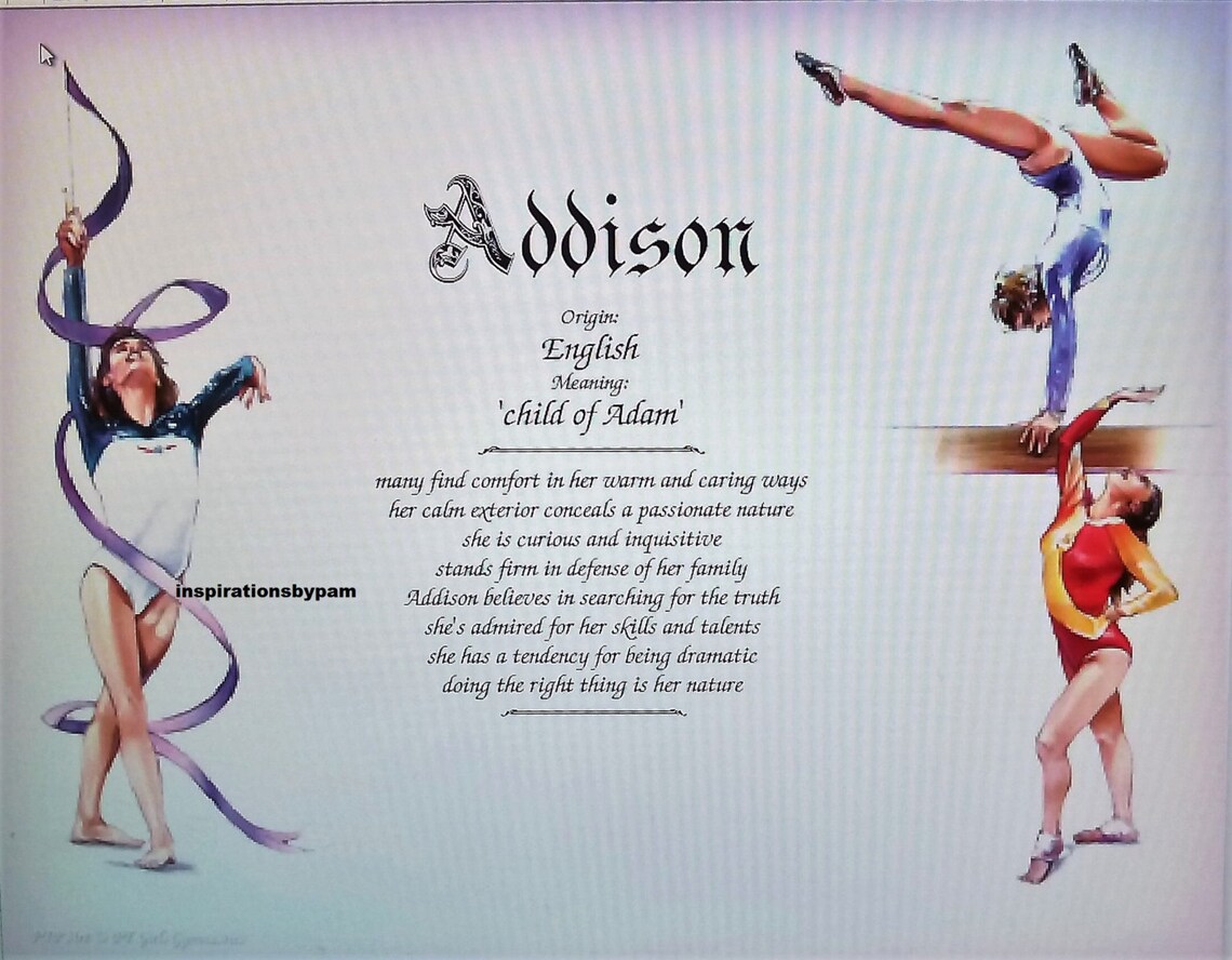 First Name Meaning Art Print-addison Name Meaning-english Origin ...