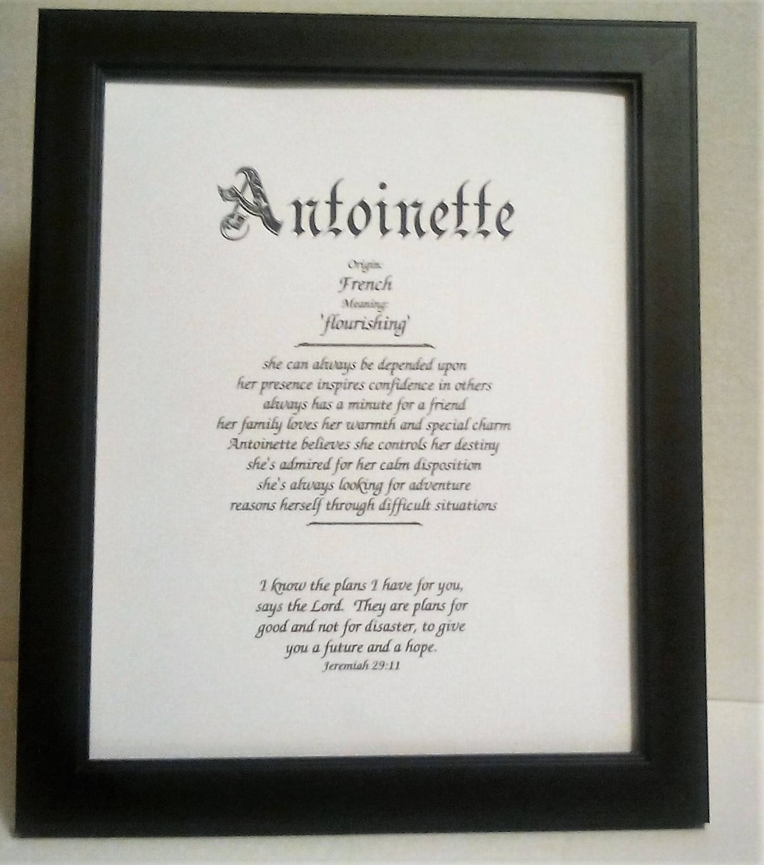 Personalized First Name Meaning Art Print With Frame-antoinette Name ...