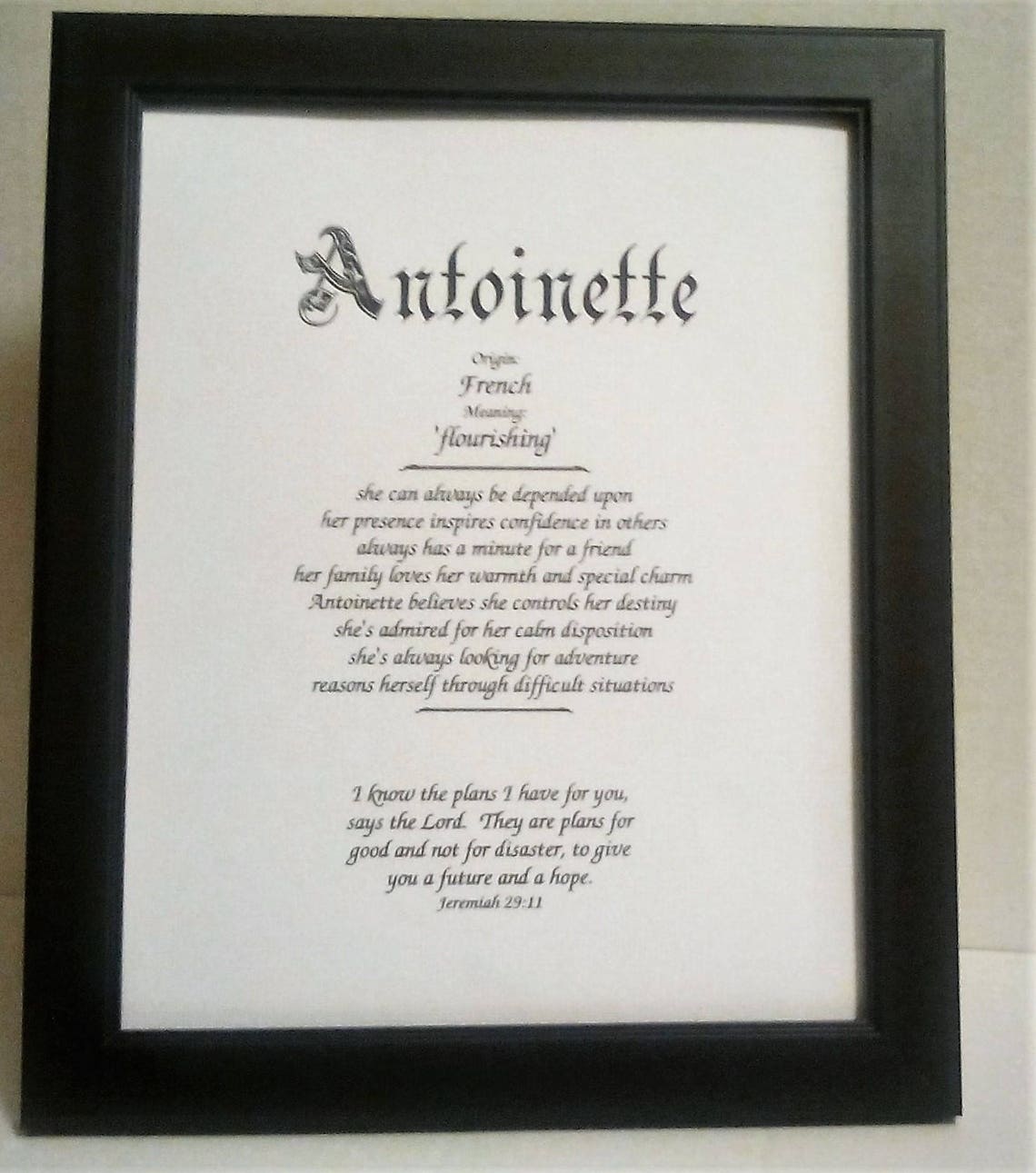 Personalized First Name Meaning Art Print With Frame-antoinette Name ...