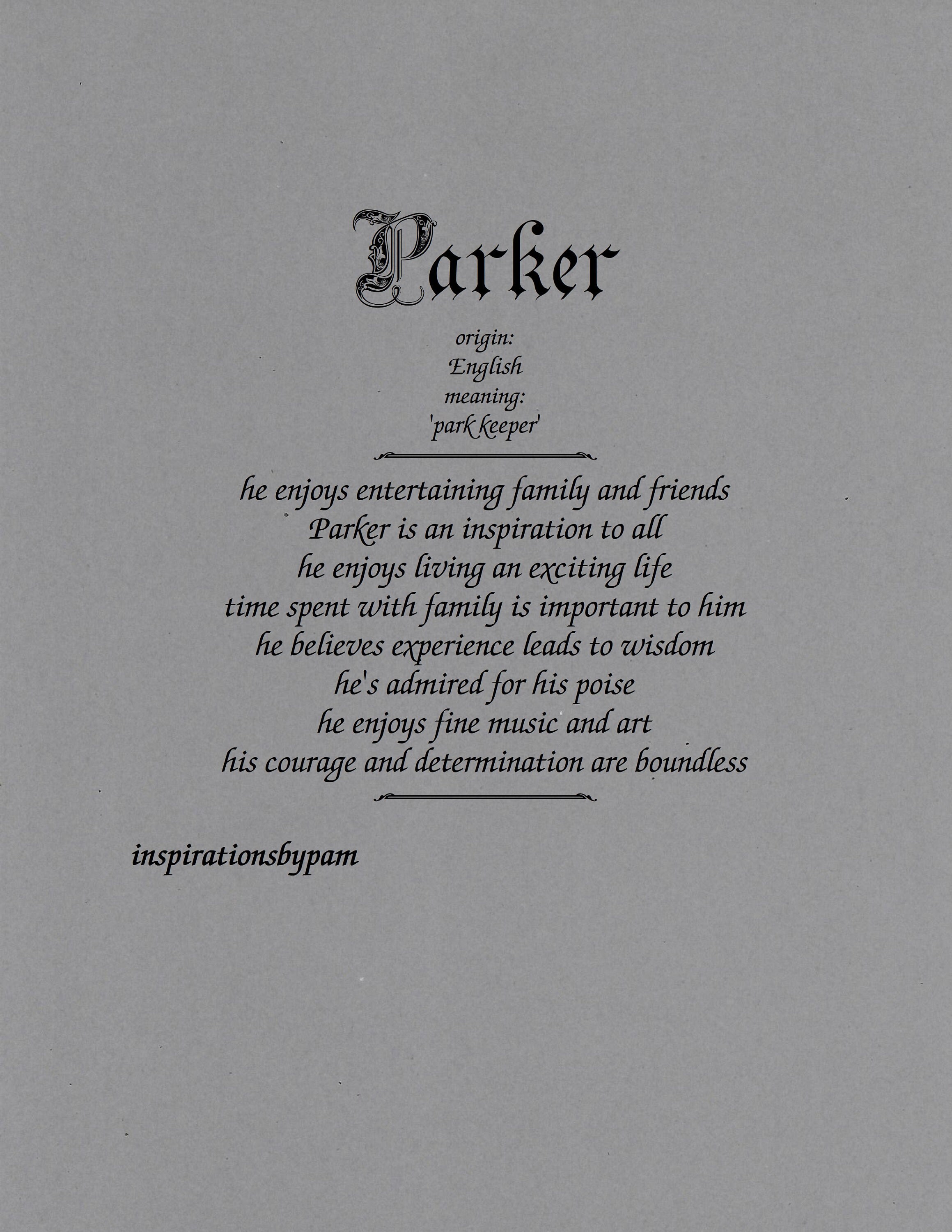 Personalized Parker First Name Meaning Art Print-any Name Meaning-8x10 ...