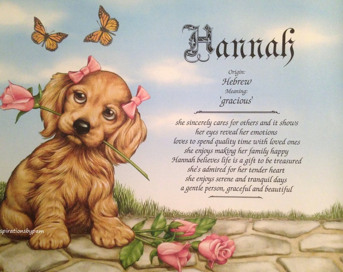 Hannah First Name Meaning Art Print-name Meaning-personalized-girl ...
