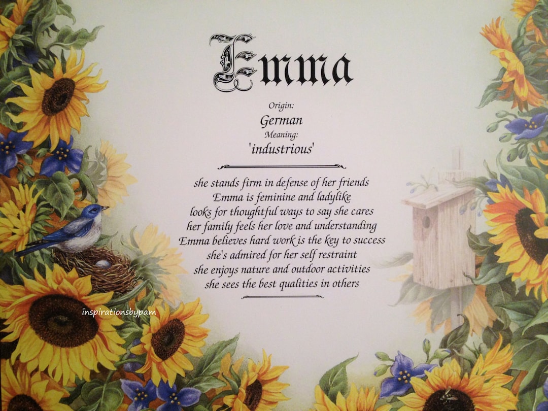 Emma First Name Meaning Art Print-8x10-personalized-sunflower-home ...