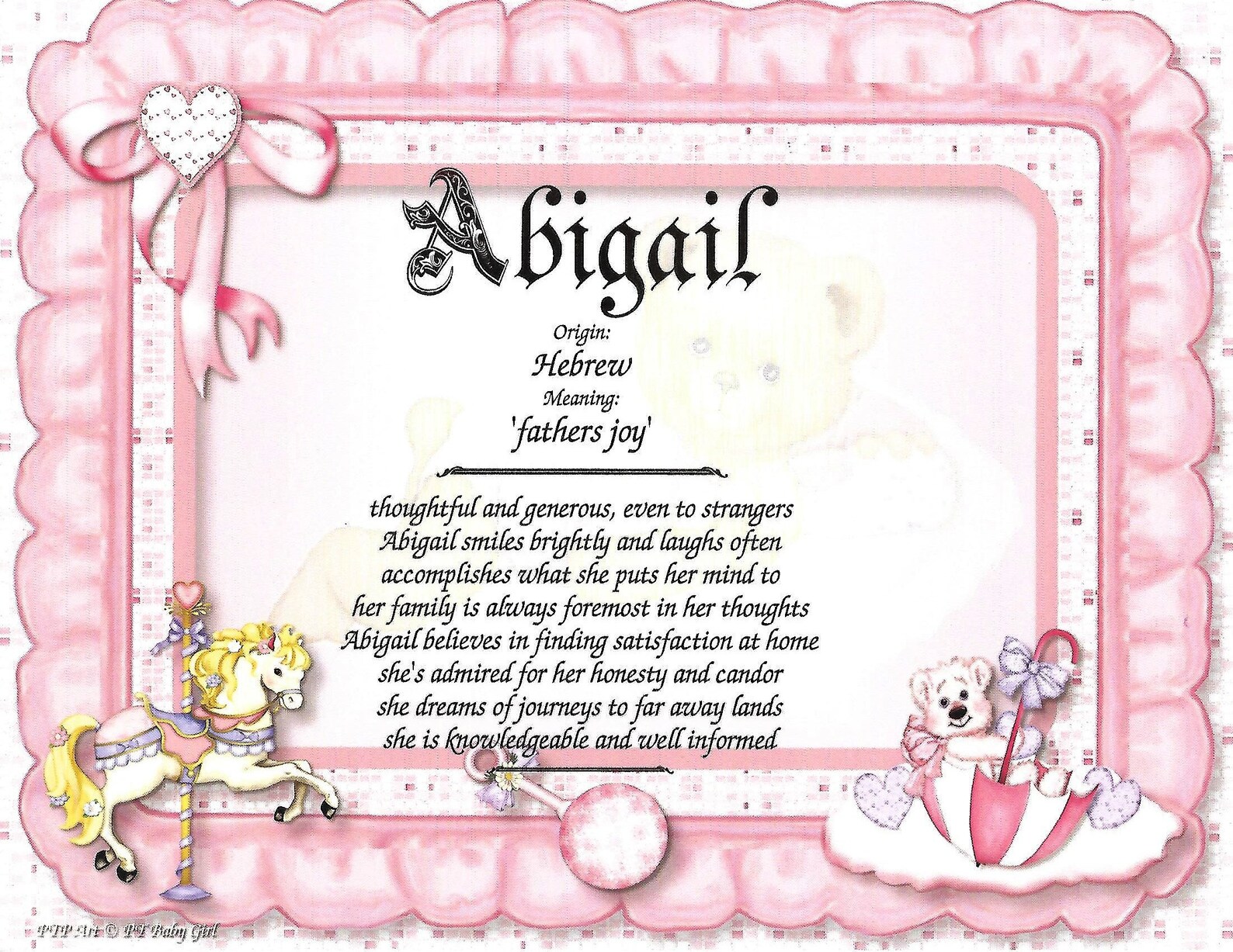 Abigail First Name Meaning Art Print-newborn Personalized Art-first ...