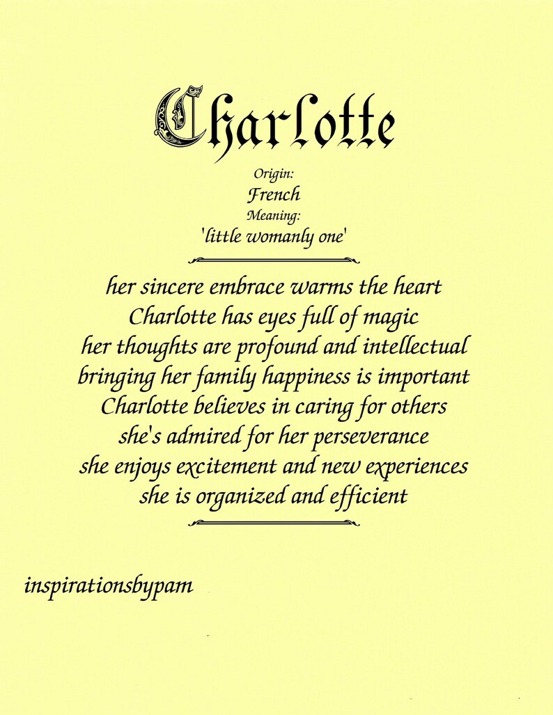 Personalized First Name Meaning Art Print Charlotte Name Any Etsy Personalized First Name Meaning Art Print Charlotte Name Any Etsy